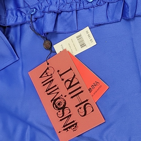 INSOMNIA | Shirts | Insomnia By Manzini 0 Satin Blue Ruffled Tuxedo ...